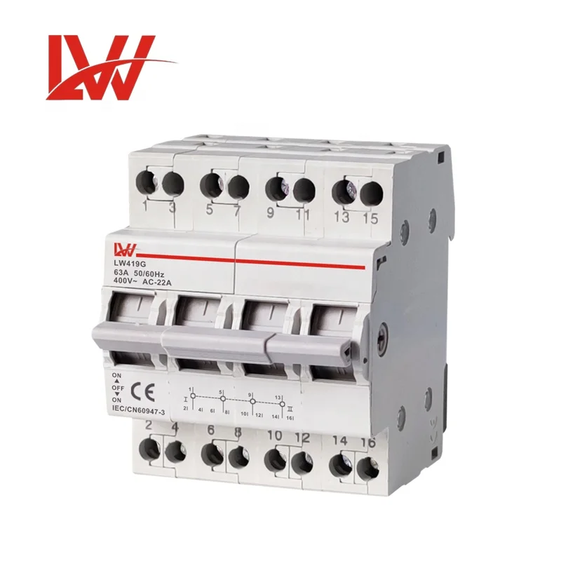 Din Rail Mounted Modular Changeover Switch 4P 63A 40A