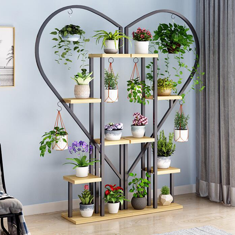 Heart-shaped Flower Stand - Wrought Iron Multi-Layer Rack