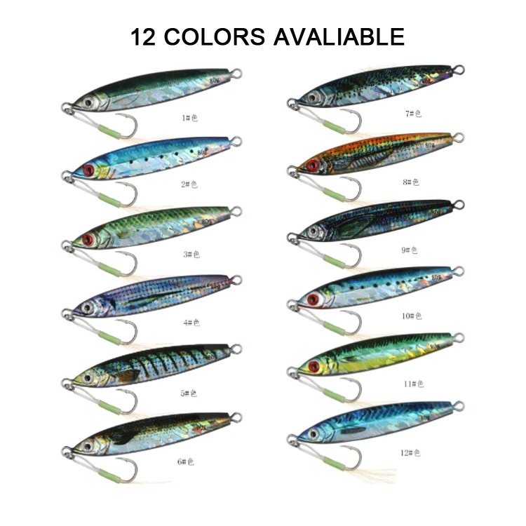 Hot Sale 3D Print Fishing Lure Metal Jigging Lead Fish Slow Pitch Jigs 20g 35g 60g 80g Shore ...