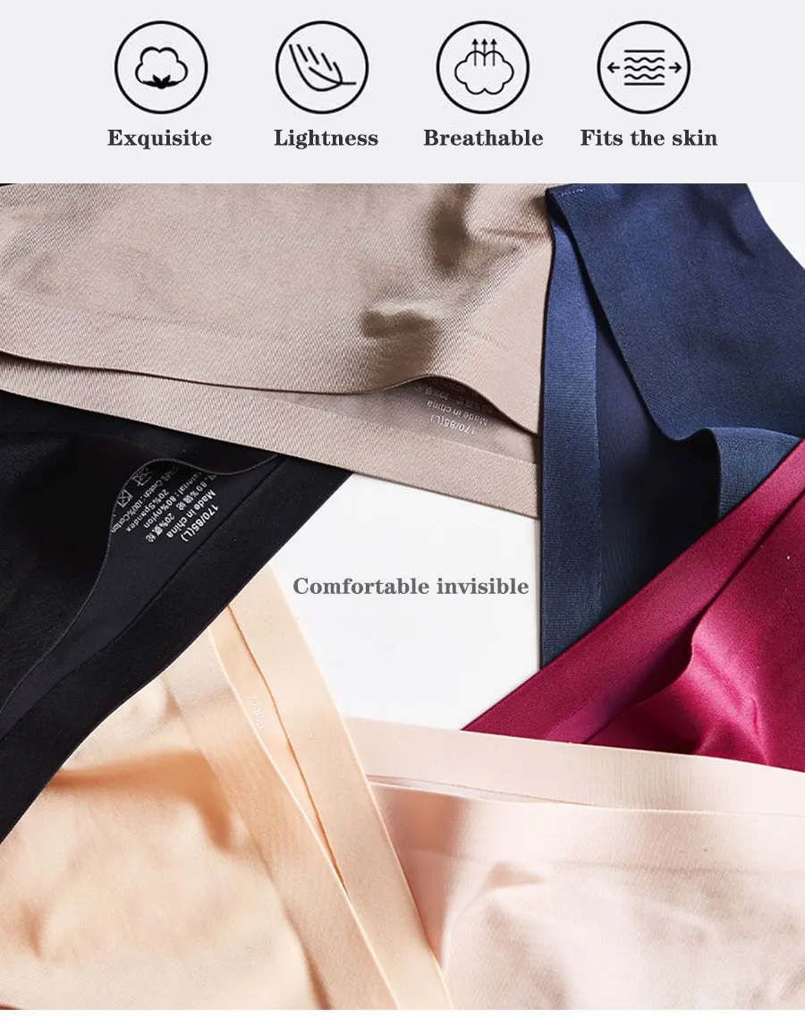 Wholesale Seamless Sexy T-Back Women's Solid Ice Silk Underwear Panties ...