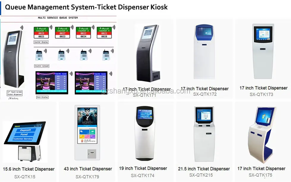 15.6 Inch Desktop Table Queue System Ticket Dispenser Qms Queue Kiosk ...