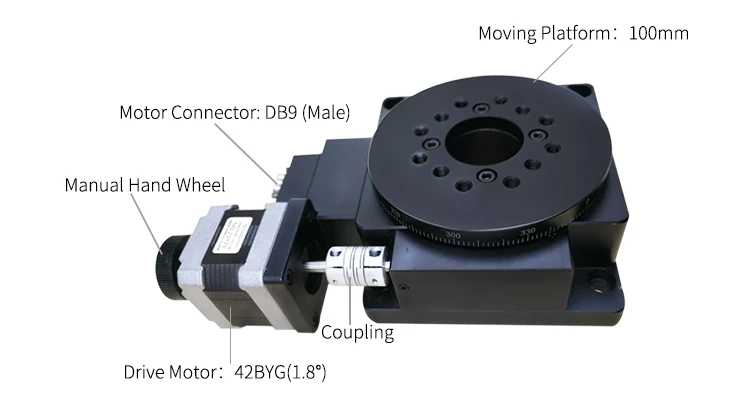 WMD100-50H Motorized Rotary Positioner Stage Table