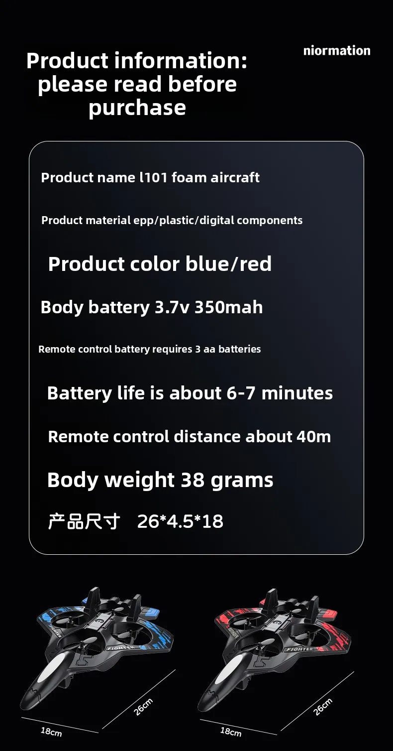 L101 Prosumer Drones Cross-Border Remote Control Foam Airplane Gravity ...