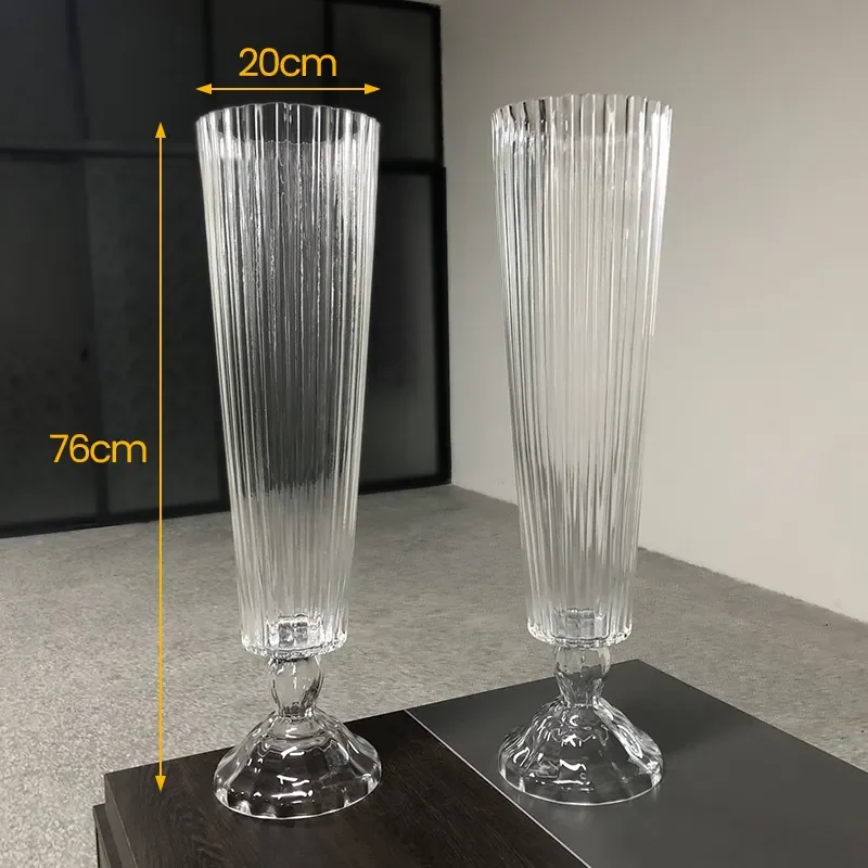 Elegant Wedding Decor - Striped Tall Clear Glass Vases