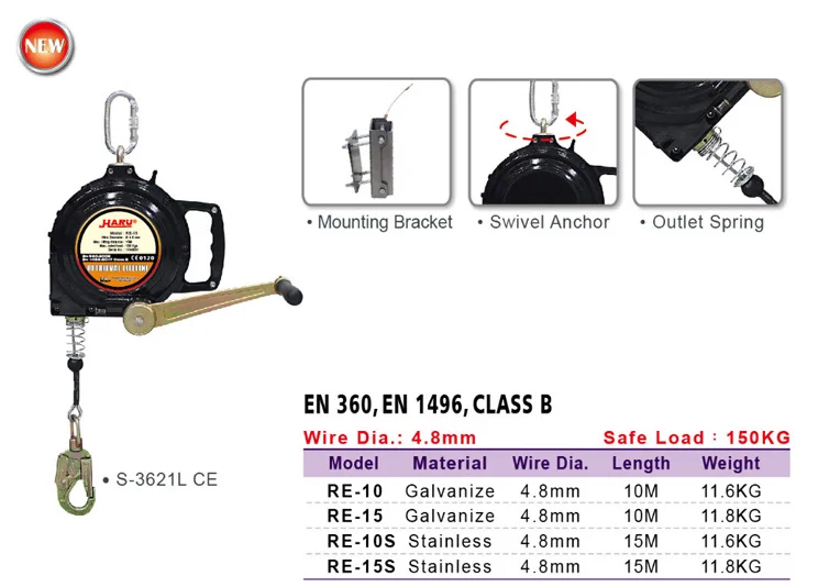 150kg Recovery Self-retracting Lifeline For Rescue Tripod - Buy 150kg ...