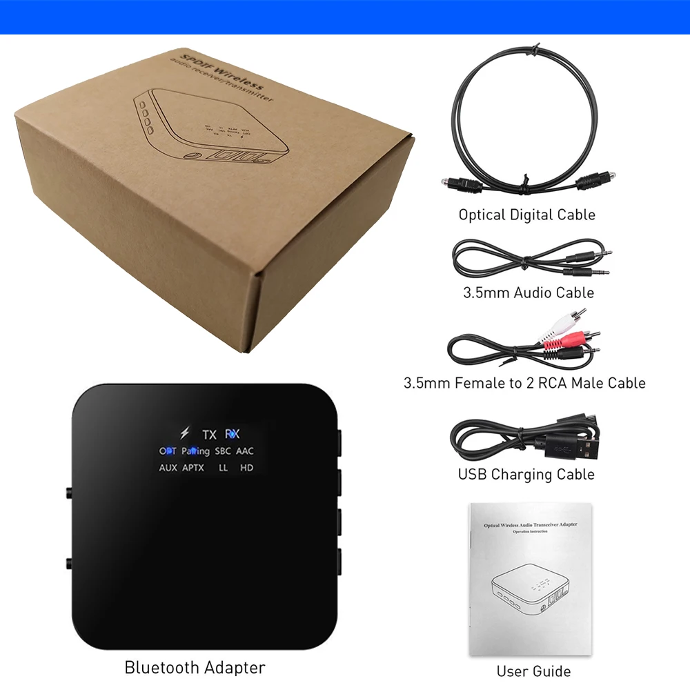 2020 Toslink 5.0 Adapter Transmitter Receivers 2-in-1 3.5mm (aux And ...