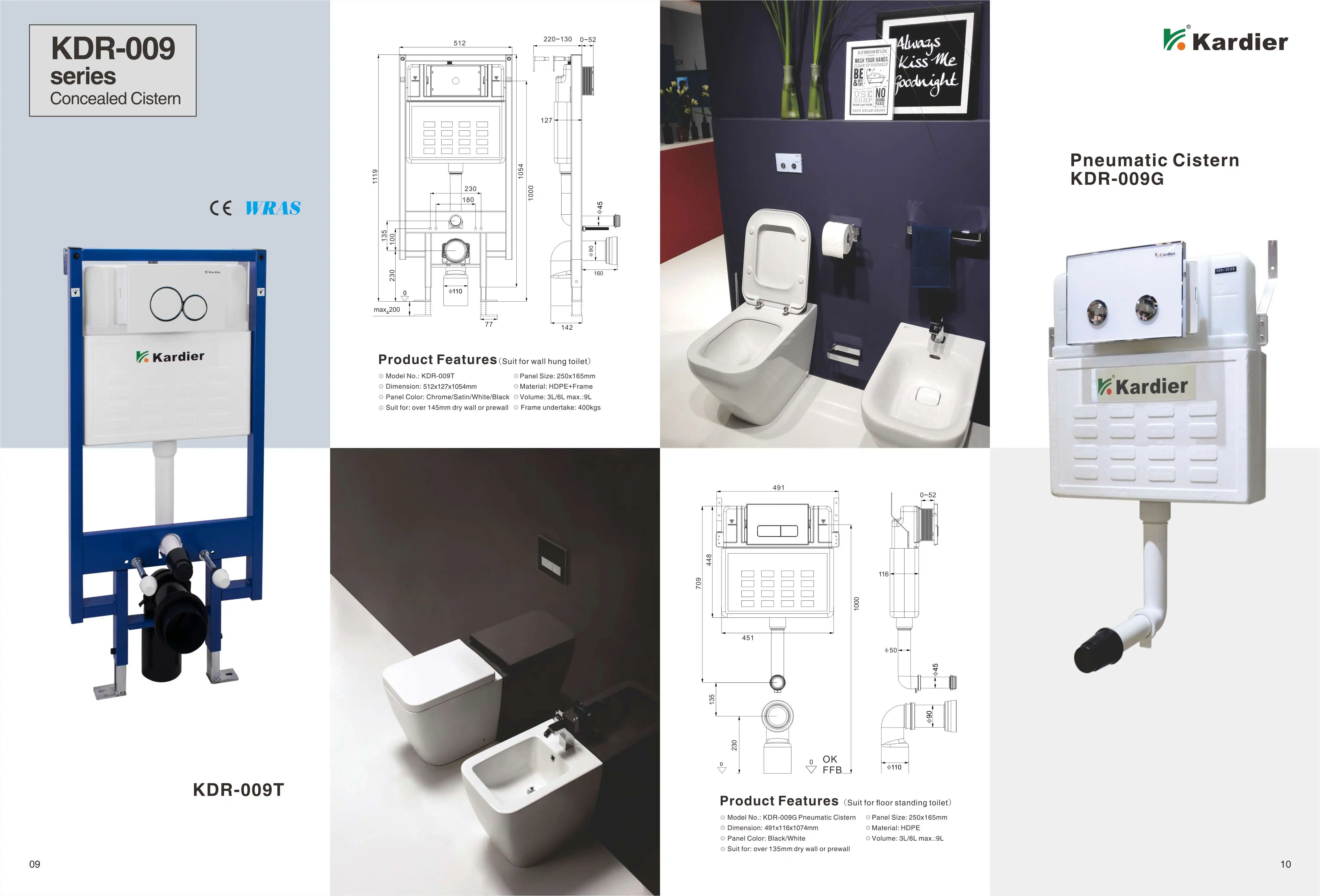Bathroom Dual Flush Wall Hung Toilet - Concealed Cistern