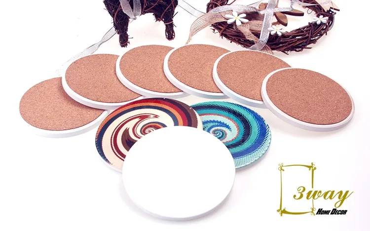 Custom Round Ceramic Blank Sublimation Coaster With Cork Back For ...