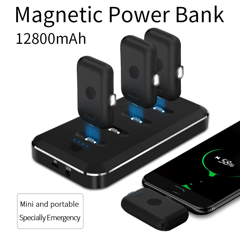 1200mah Portable Mini Magnetic Power Bank With Magnetic Cable - Buy ...