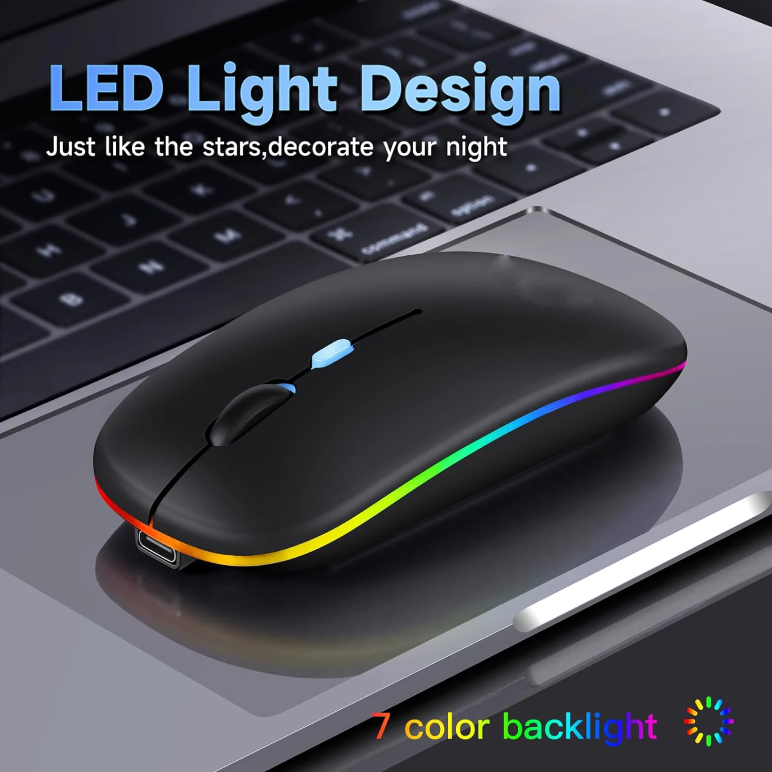 Bluetooth RGB Wireless Mouse - Rechargeable, 2.4GHz & Bluetooth, 400mAh ...