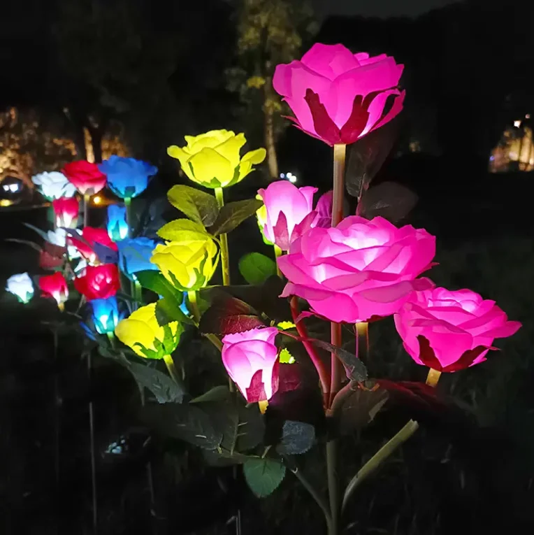Solar Rose Flower Lights Waterproof Solar Rose Garden Decorative Stake ...