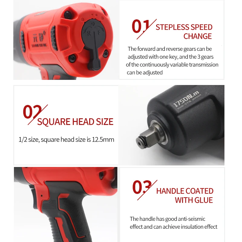 1750NM High Torque Pneumatic Wrench for Vehicle Tool Use