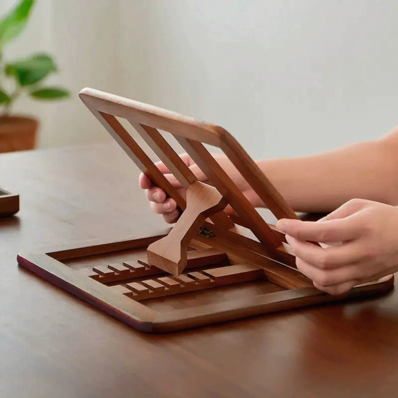 Adjustable Wooden Laptop Stand Ergonomic Foldable Notebook Rack ...