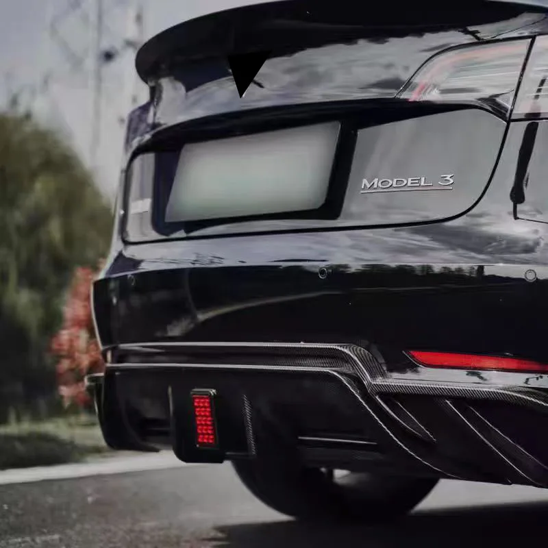 Full Dry Carbon Fiber Front Lip Rear Diffuser For Tesla Model 3 Bodykit ...