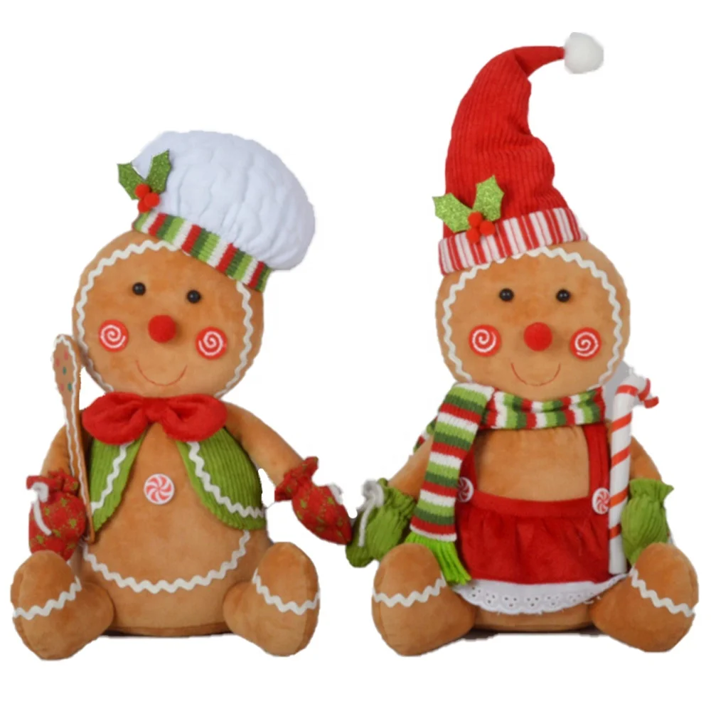 Sitting Gingerbread Man Christmas Decorations Plush Soft Gift