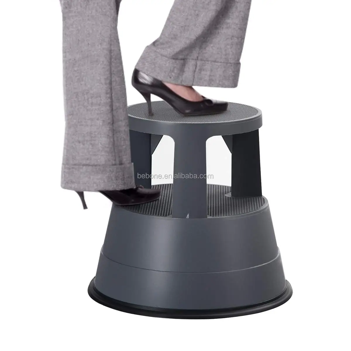 2 Step Tall Metal Heavy Duty Rolling Double Step Stool Holds 300 Lbs ...