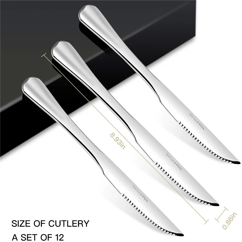 Stainless Steel Steak Knife Set 12pcs Cutlery Set For Dinner - Buy ...