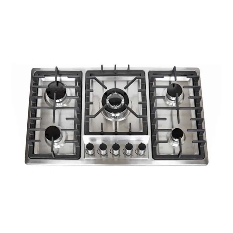 Built-in Gas Stove with 5 Burners - Stainless Steel Cooktop