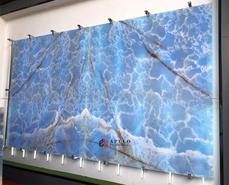 Blue Book Matched Marble Backlit Onyx Panel Flooring Bookmatch Slabs ...