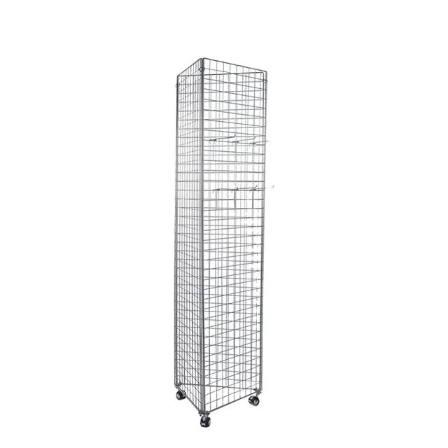Moving Three-sided Display Rack Tri-angle Wire Display Rack With Wheels ...