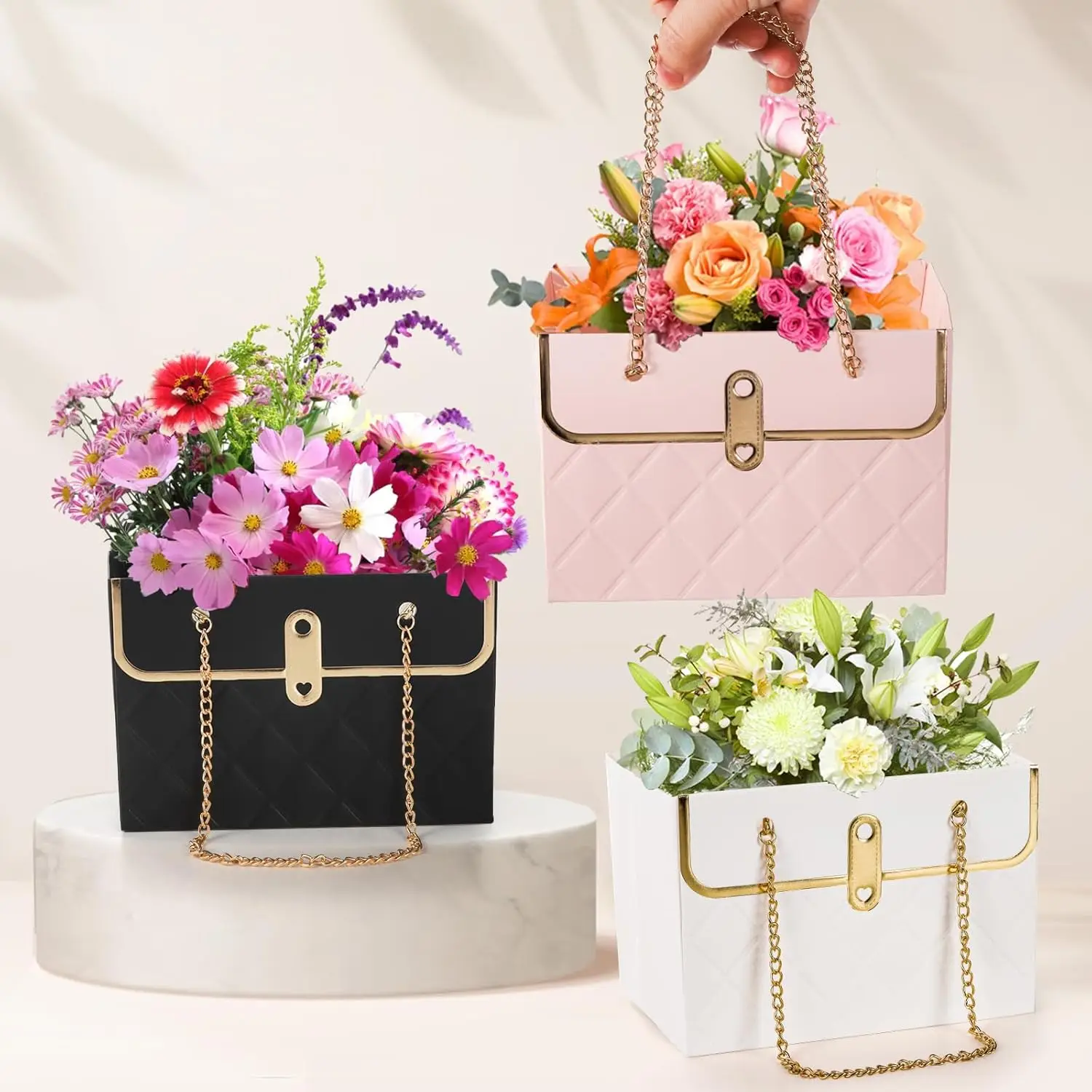 Flower Gift Bags Wedding Bouquet Flower Box with Handle Boxes for ...