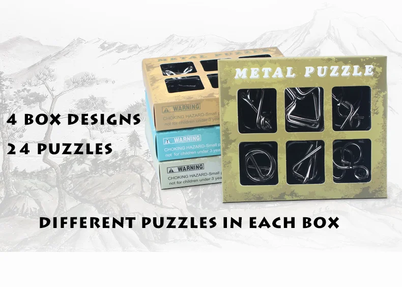 6pcs/set Metal Puzzle 3d Iq Puzzle Brain Teaser Puzzle Kongming Lock ...