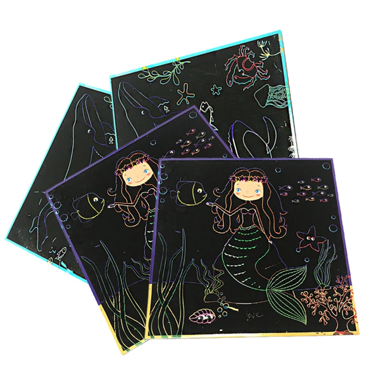 Cute Different Shape Diy Educational Drawing Black Magic Color Scratch ...
