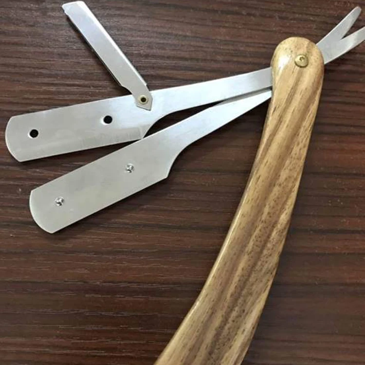 Old Fashion Cut Throat Straight Shaving Razor Professional Wood Barber ...