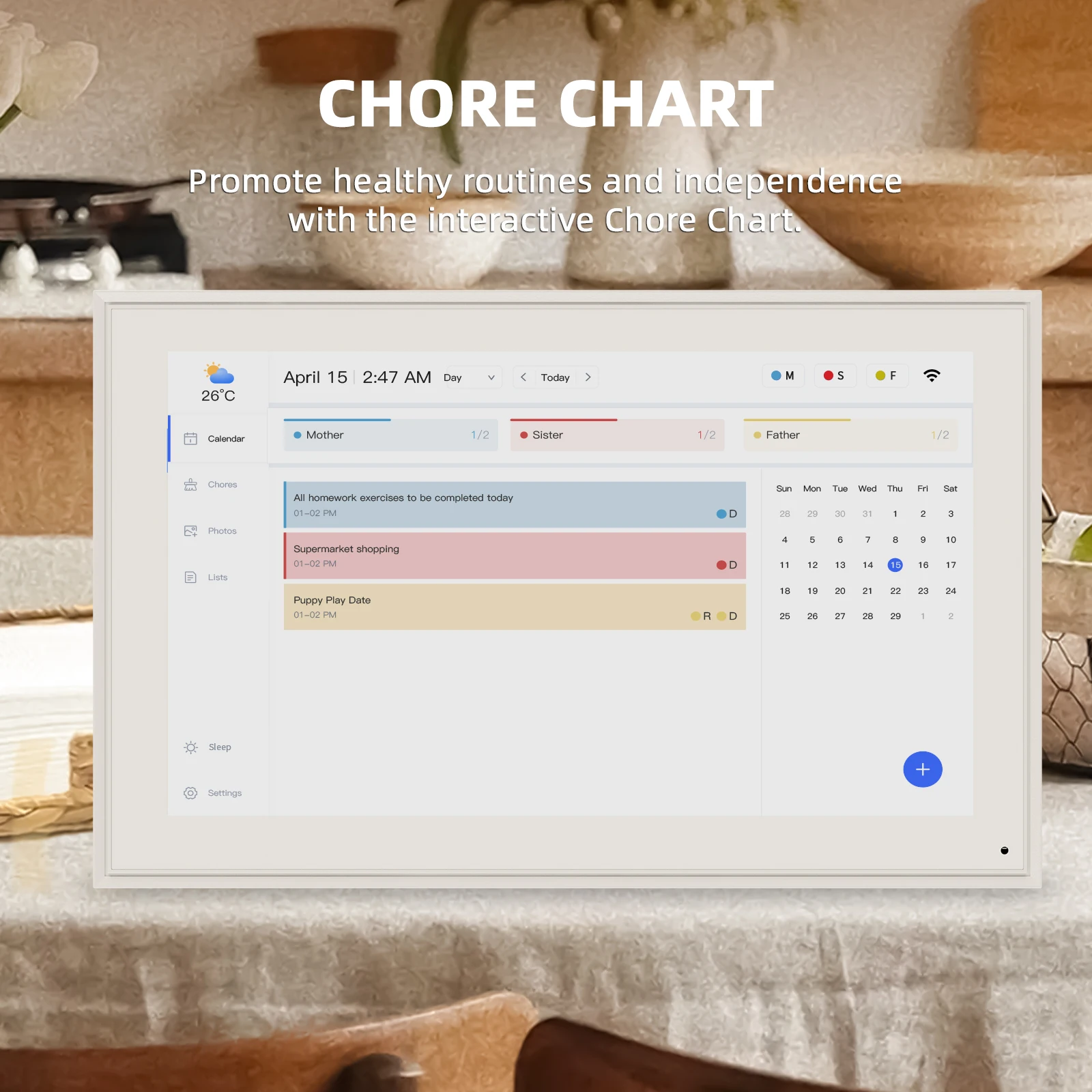 Eachpai Google Calendar Digital Wall Calendar - 15.6 Inch Touch Screen
