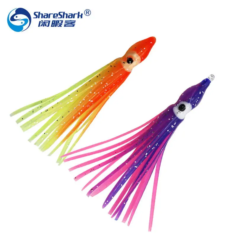 Customized Soft Plastic Trolling Fishing Using Octopus Skirts And Luminous Squids Skirt Fishing ...