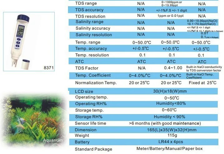 AZ8371 Pen Type Display Salinometer/electronic Salinometer Measurable ...