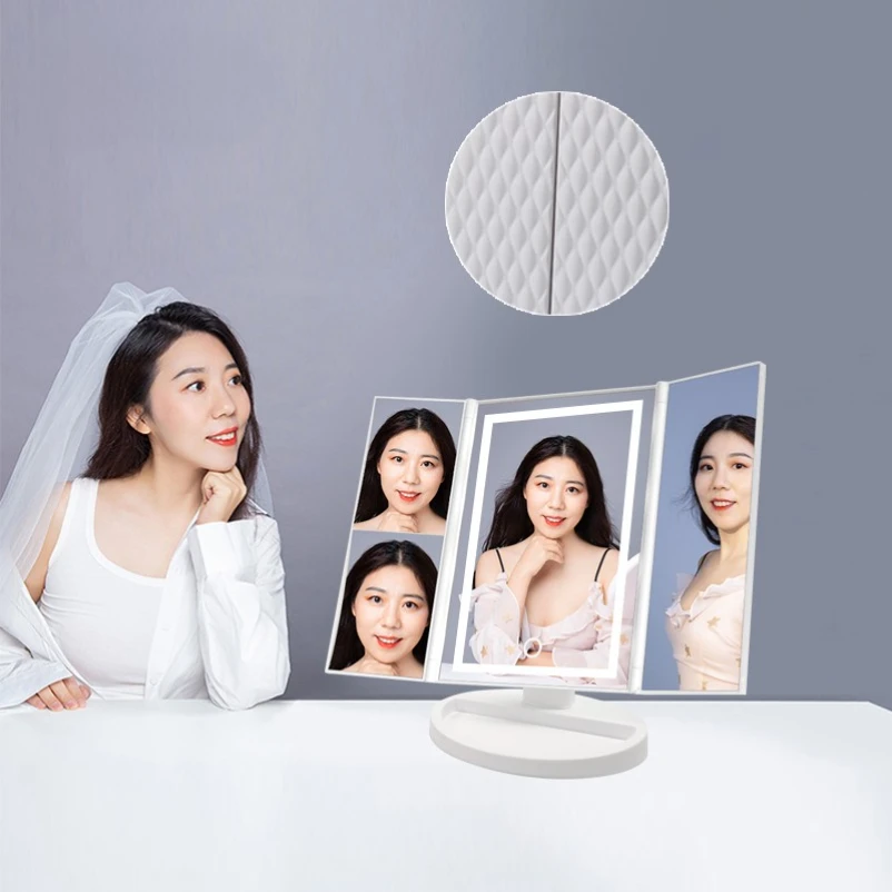 Mirror Led3 Way Triple Refraction Table Mirror Usb 2x 3x 10x Magnifying Makeup Led Mirror - Buy ...