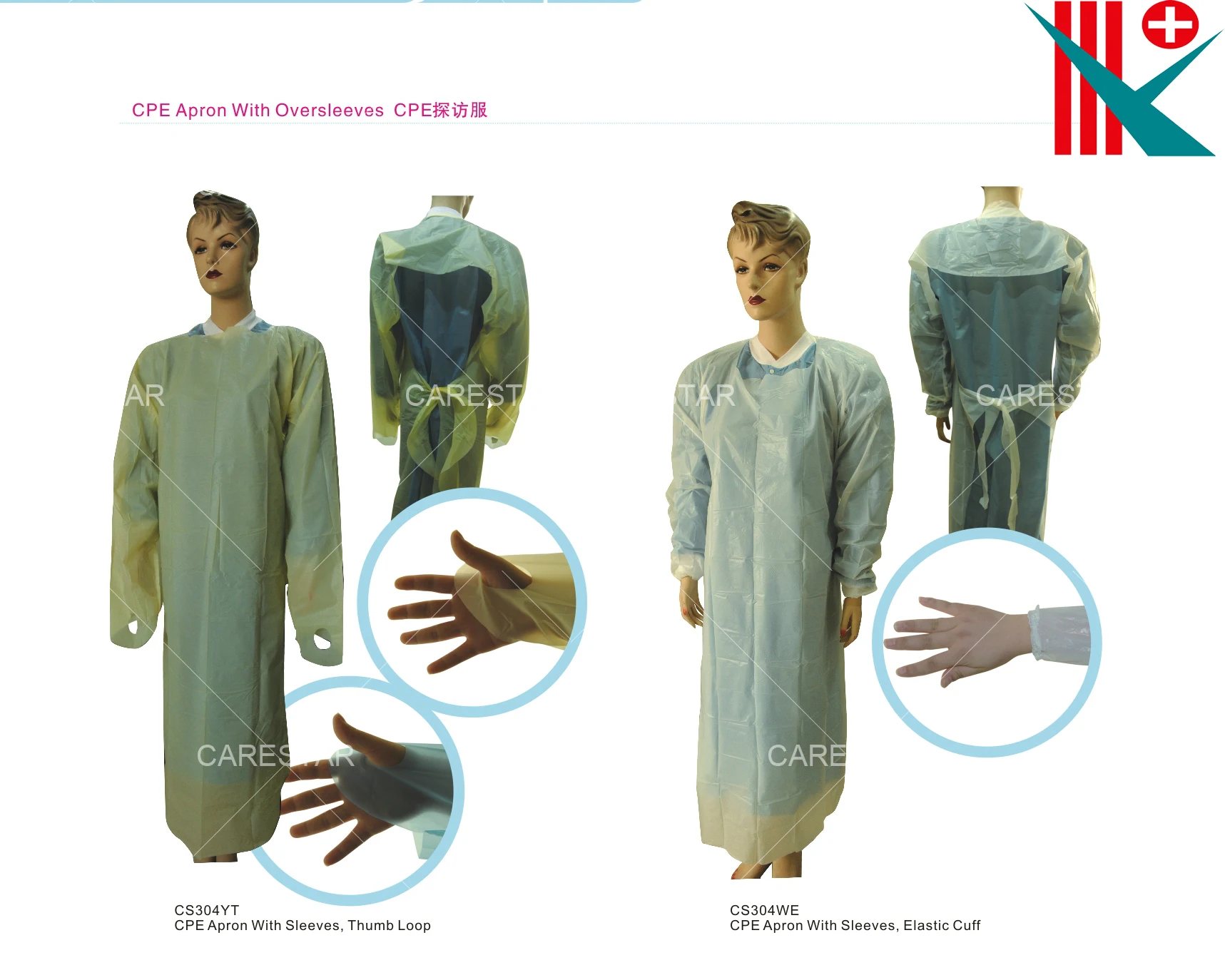 Disposable Cpe Apron With Long Sleeves,Thumb Loop - Buy Plastic Apron ...