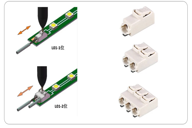 Smd Flexible Led Strip Connector Terminal Block 94-v2 3 Hole 3 Pin Push ...