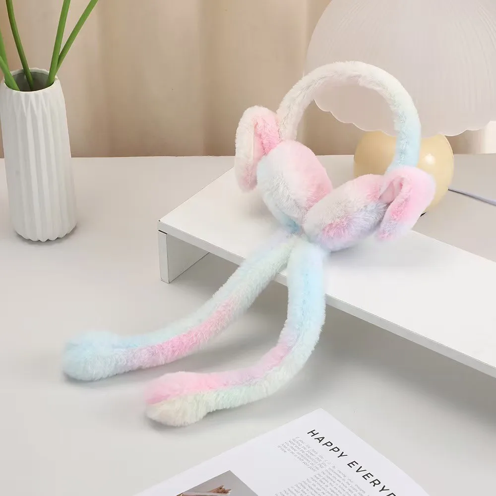 Warm and Fun: Rainbow Acrylic Fiber Ear Muffs for Winter