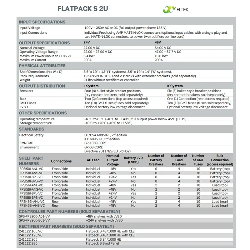Eltek Flatpack S 2U DC Power System - Reliable Telecom Supply