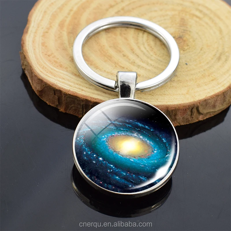 Galaxy Key Chains Universe Outer Space Double Side Glass Cabochon ...