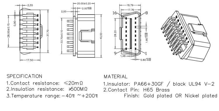 Wholesale Sae J1962 Automotive Obdii Obd2 Plug 16 Pin