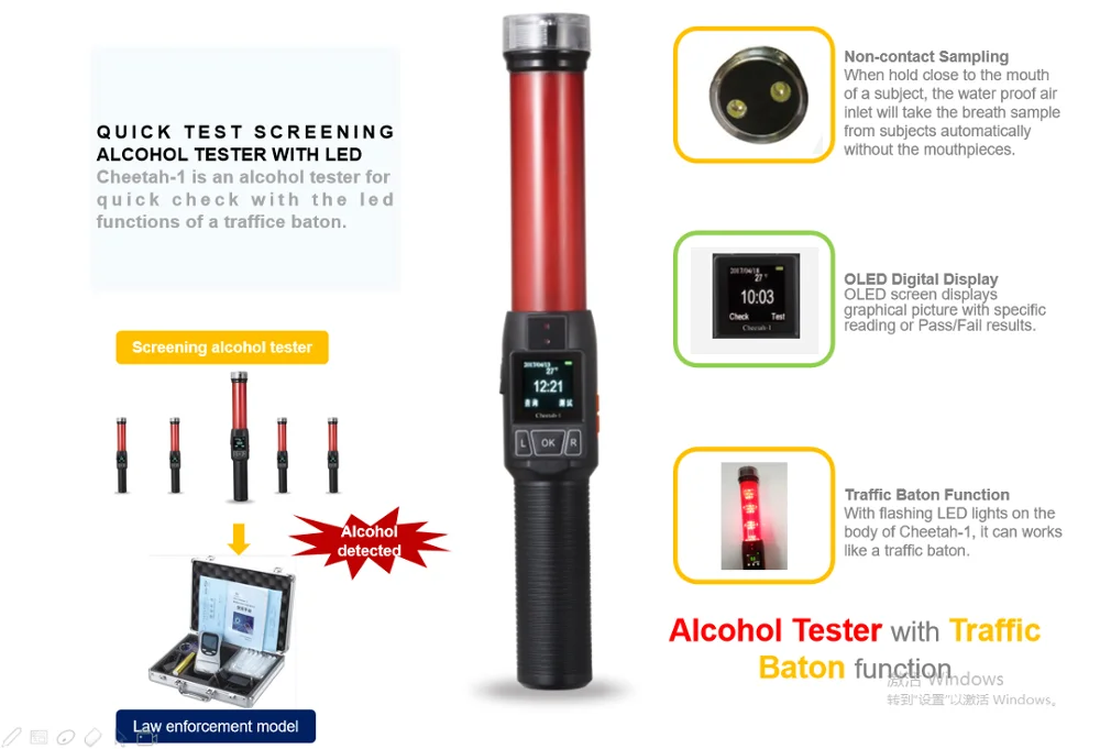 Quick Alcohol Tester Fast Alcohol Test With Led Traffic Baton Function ...