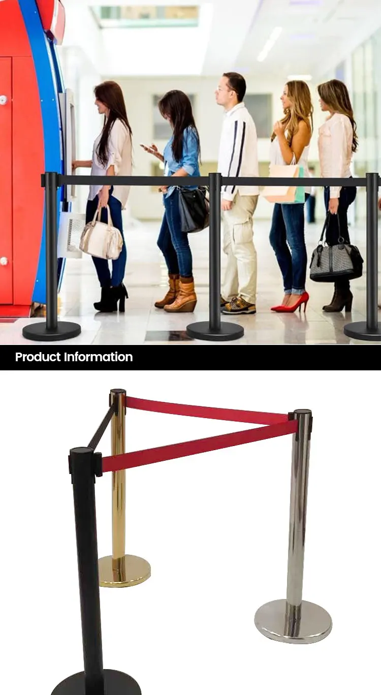 Stainless Steel Retractable Queue Line Hotel Crowd Control Stanchion ...