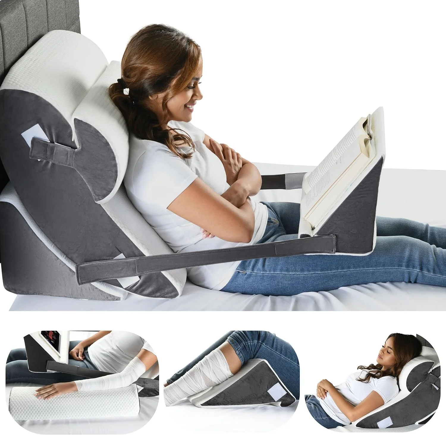 High Density Memory Foam Bed Wedge Reading Pillow for Sleeping and ...