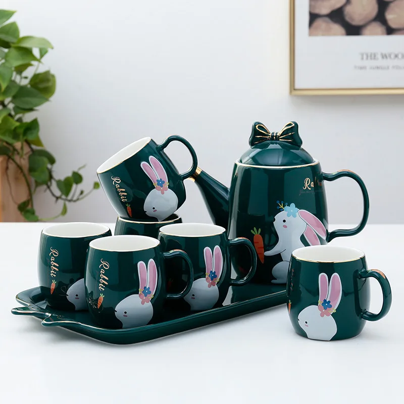 Creative Rabbit Ceramic Tea Set With Teapot Drinkware Gift Tea Set ...