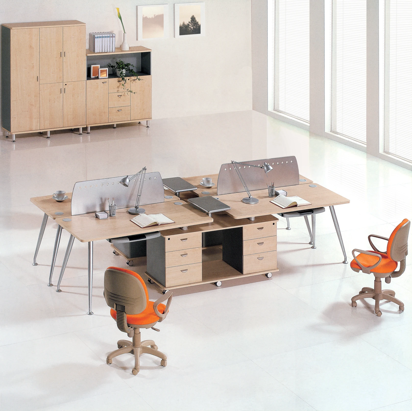 Modern Office Workstation Layout Open Space Modular Partition 2 4 6 10 ...