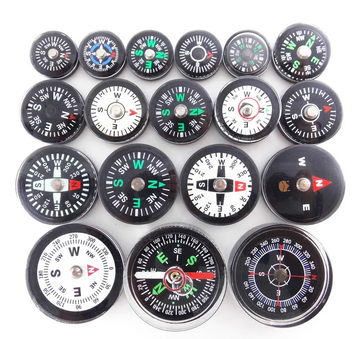 18mm 20mm 25mm 30mm 35mm Round Plastic Mini Compass for Hiking and Camping