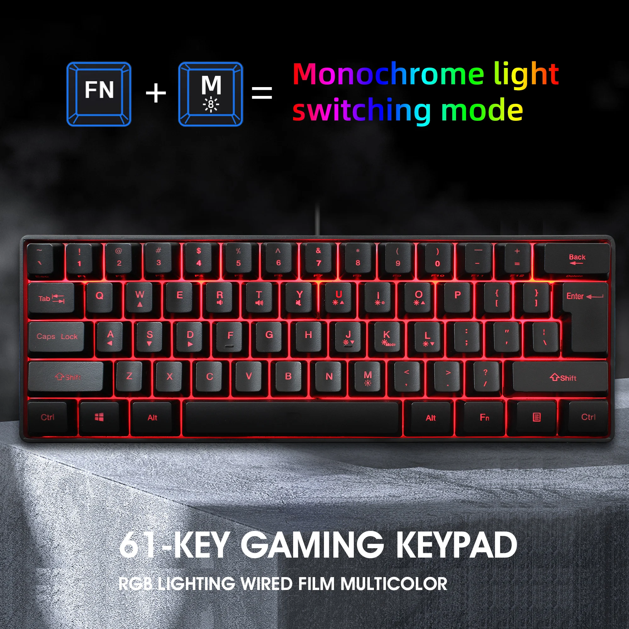 Black Computer Keyboard Multimedia Mechanical Keyboard Gaming Ergonomic ...