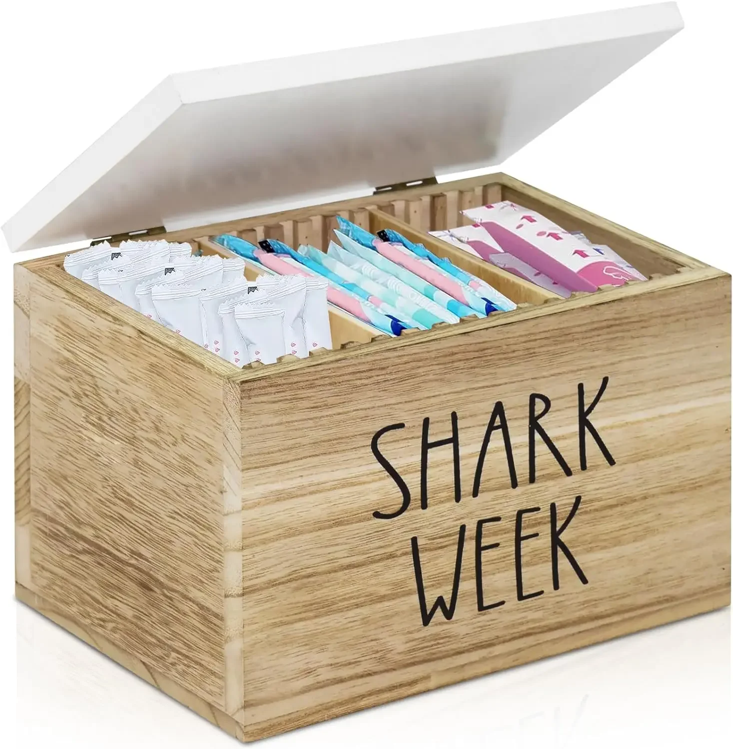 Wooden Bathroom Feminine Product Wood Tampon Storage Pad Organizer ...