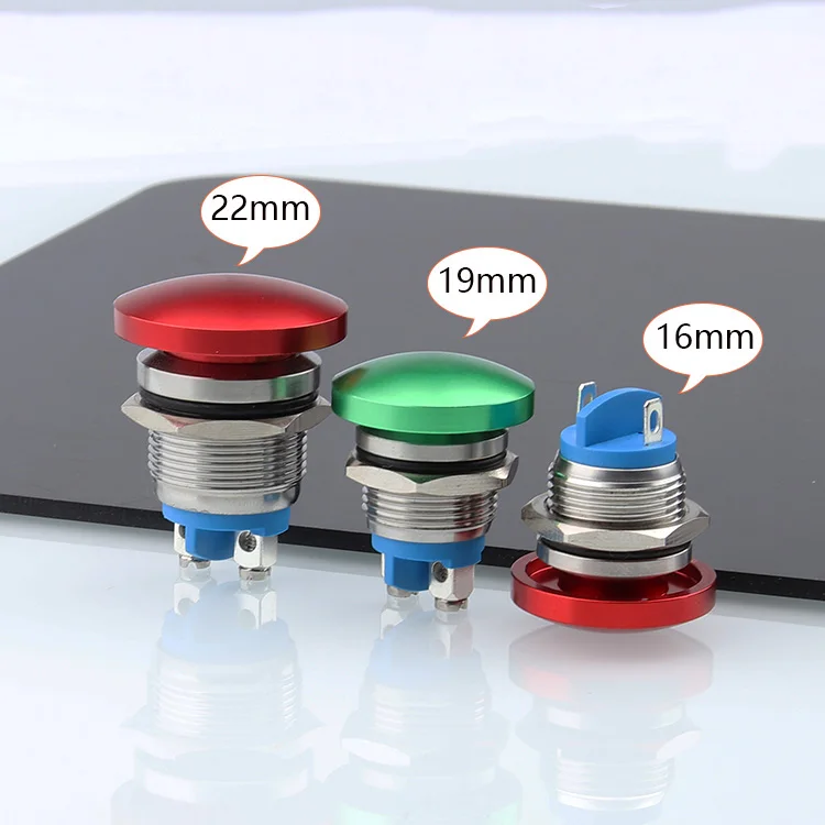 16mm 19mm 22mm Metal Mushroom Head Button Switch Waterproof