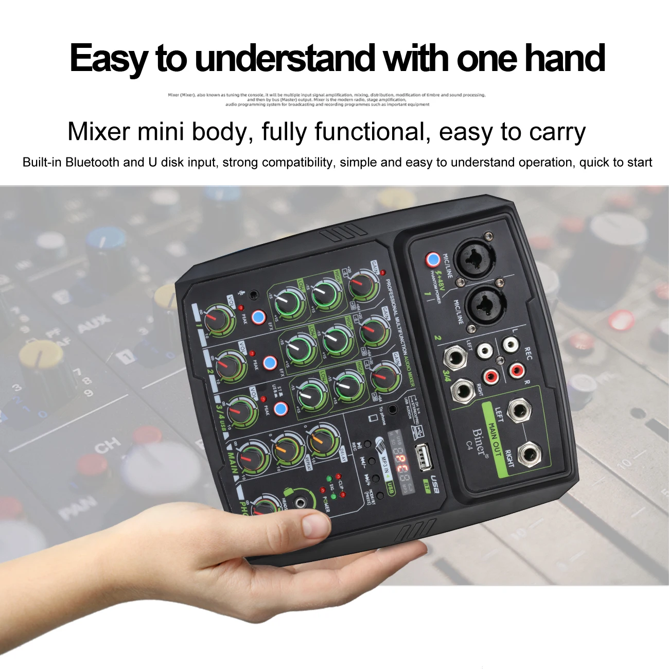 Oem C4 Professional 4 Channel Audio Mixer For Computer Mobile Phone ...