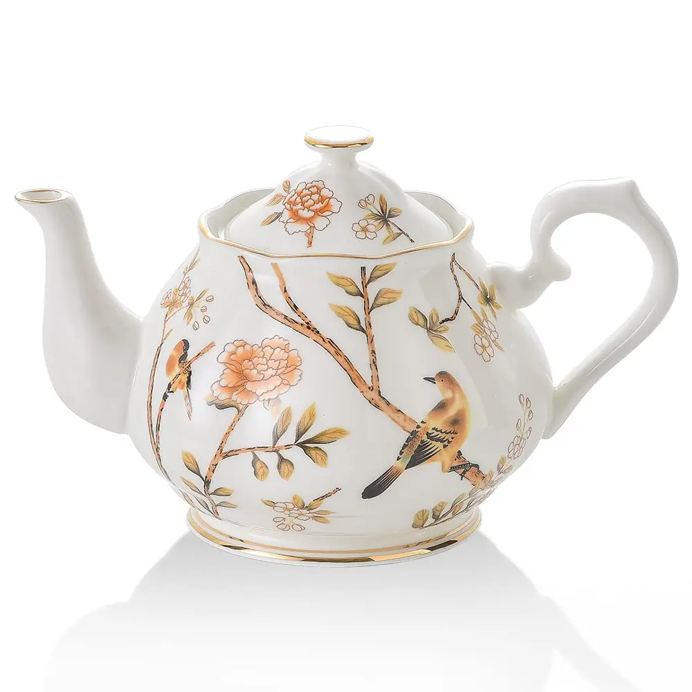 Porcelain Teapot With Lid Vintage Ceramic Tea Pot With Filter for Tea ...