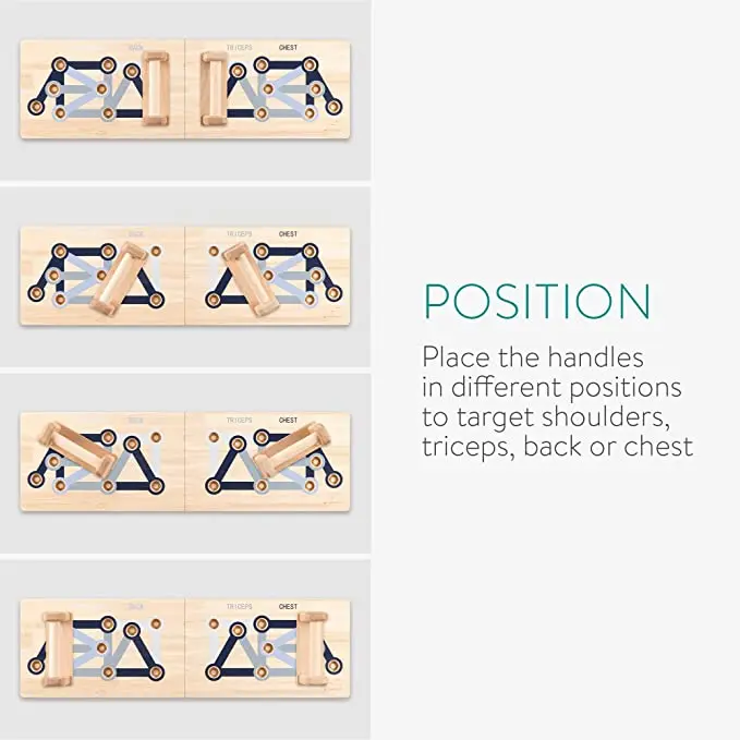 Wellshow Wooden Push up Board Push up Board for Shoulders Chest Back ...